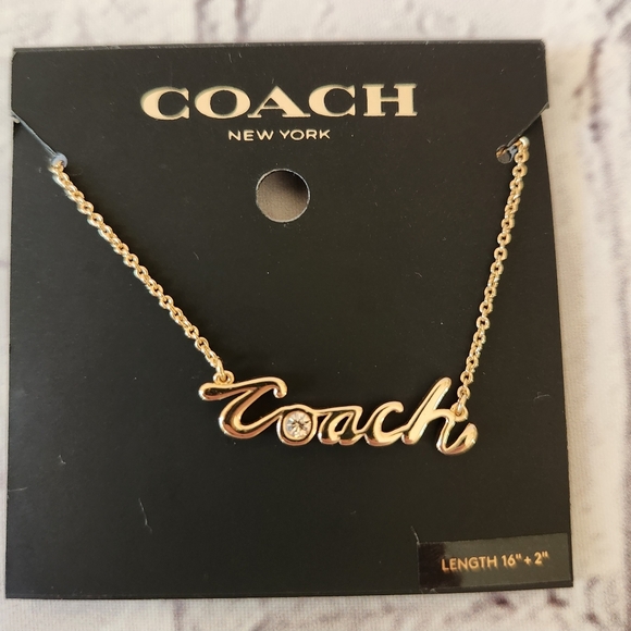 Coach | Jewelry | Coach Logo Script Necklace Nwt | Poshmark